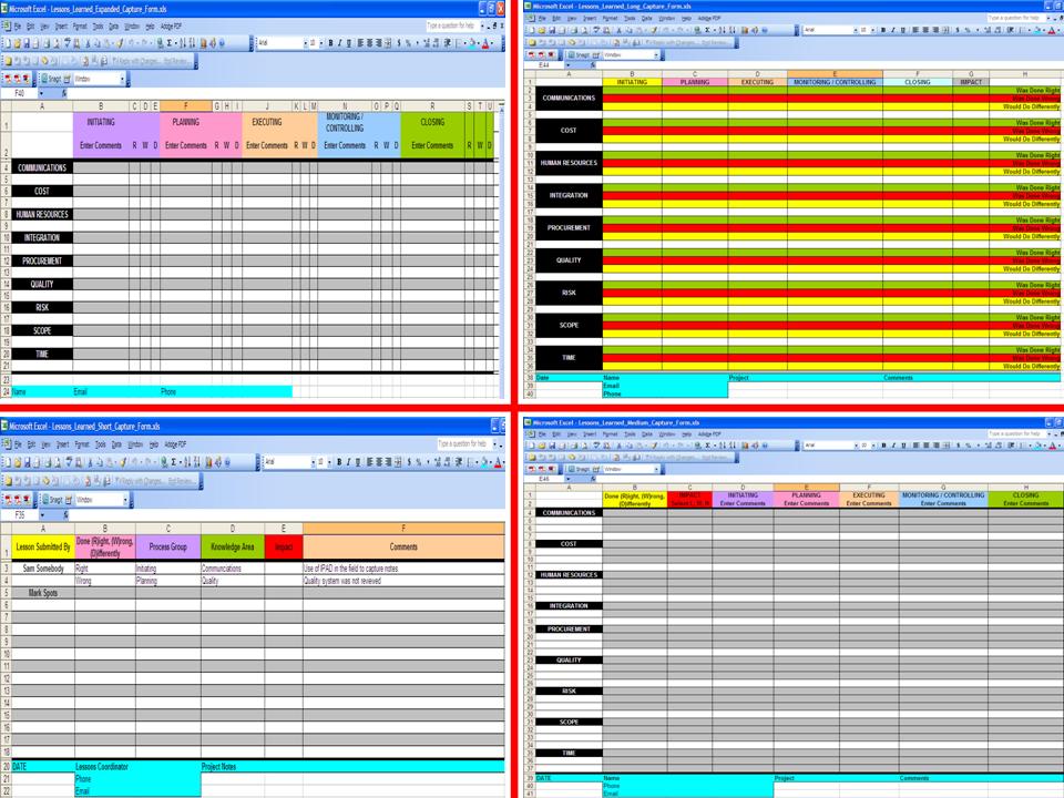 Lessons Learned Template Excel